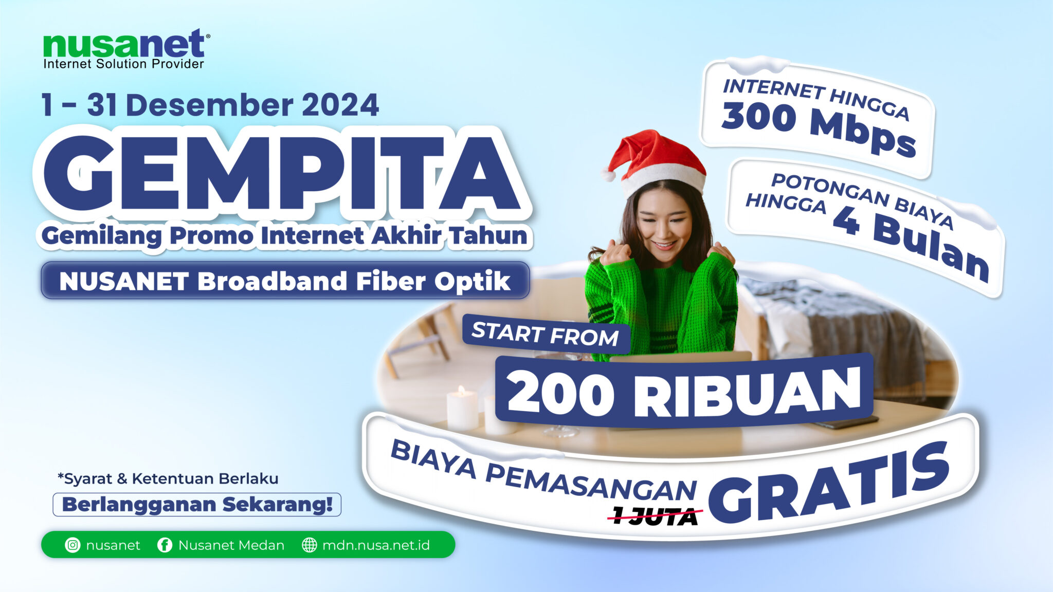 Broadband Home Nusanet | Promo WiFi Rumahan GRATIS Biaya Instalasi - Nusanet Medan
