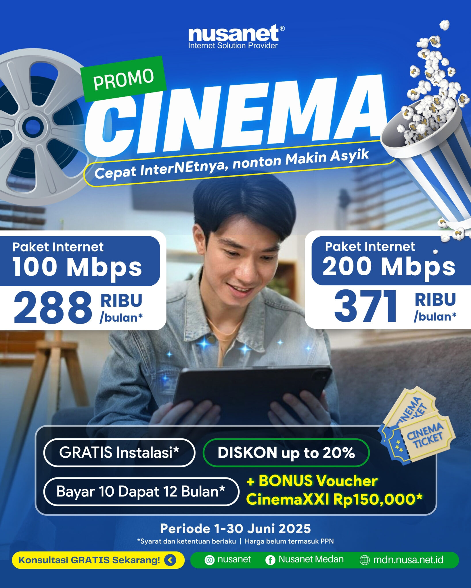 Broadband Home Nusanet | Promo WiFi Rumahan GRATIS Biaya Instalasi - Nusanet Medan